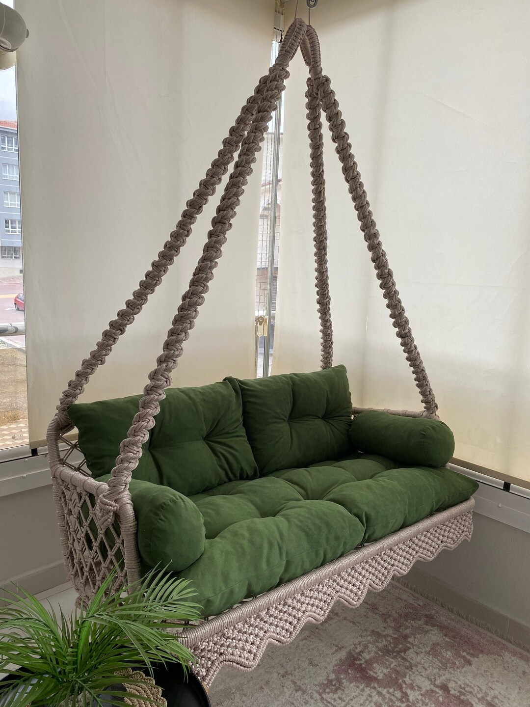 Macrame Large Bed Swing Chair, Porch Swing, Rocking Bed Swing, Hanging ...