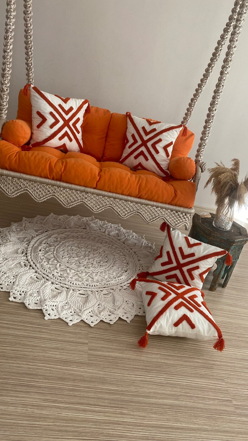 Macrame Balcony Swing, Garden Chair, Hanging Chair, Rocking Bed Swing ...