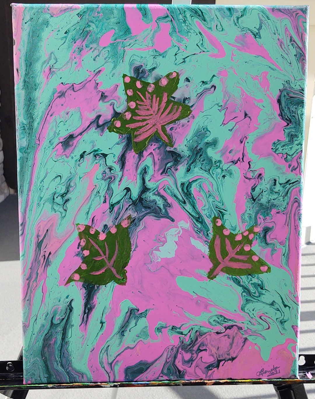 Pink and Green Ivy - Etsy