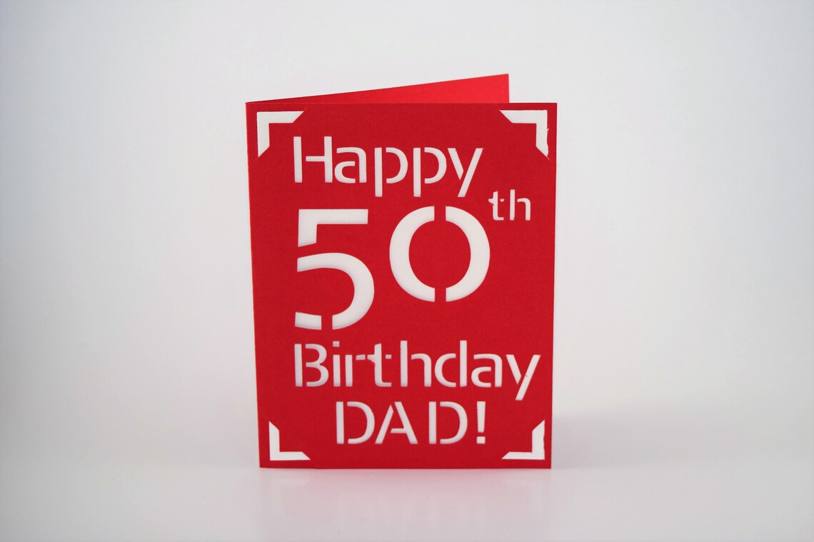 Personalized 50th Birthday Card, Custom Die Cut Birthday Card for Dad ...