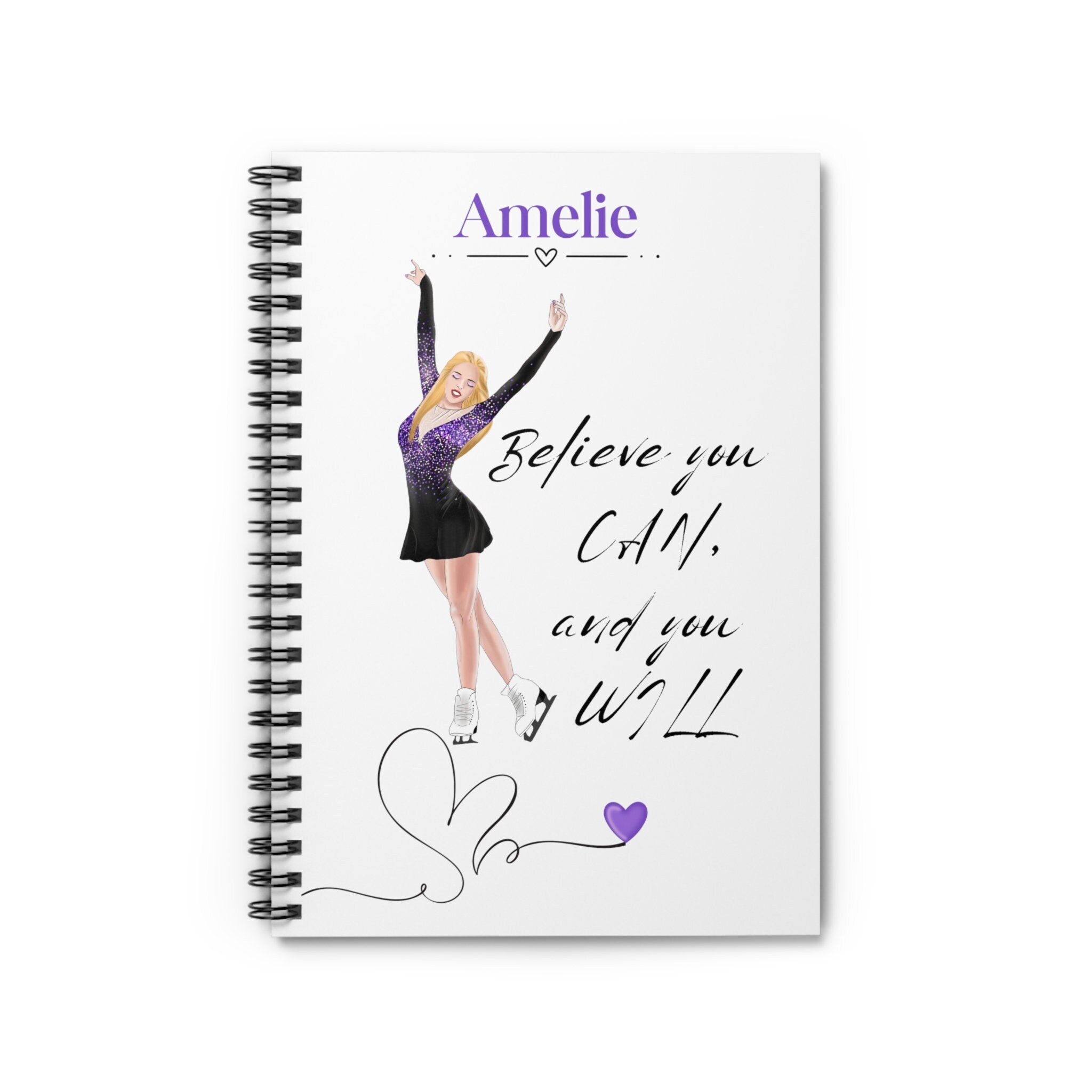 Personalized Figure Skating Spiral Notebook, Custom Gift Journal, Gift ...