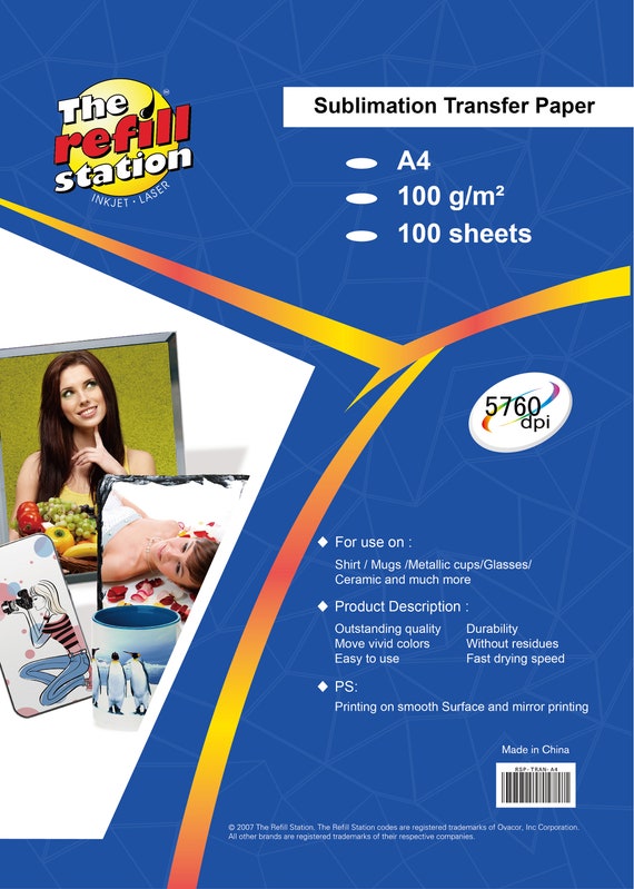 100pk Sublimation Heat Transfer Paper Premium 95% Transfer - Etsy