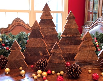 Mini Wood Christmas Trees Small Farmhouse Trees Holiday Decor Rustic ...
