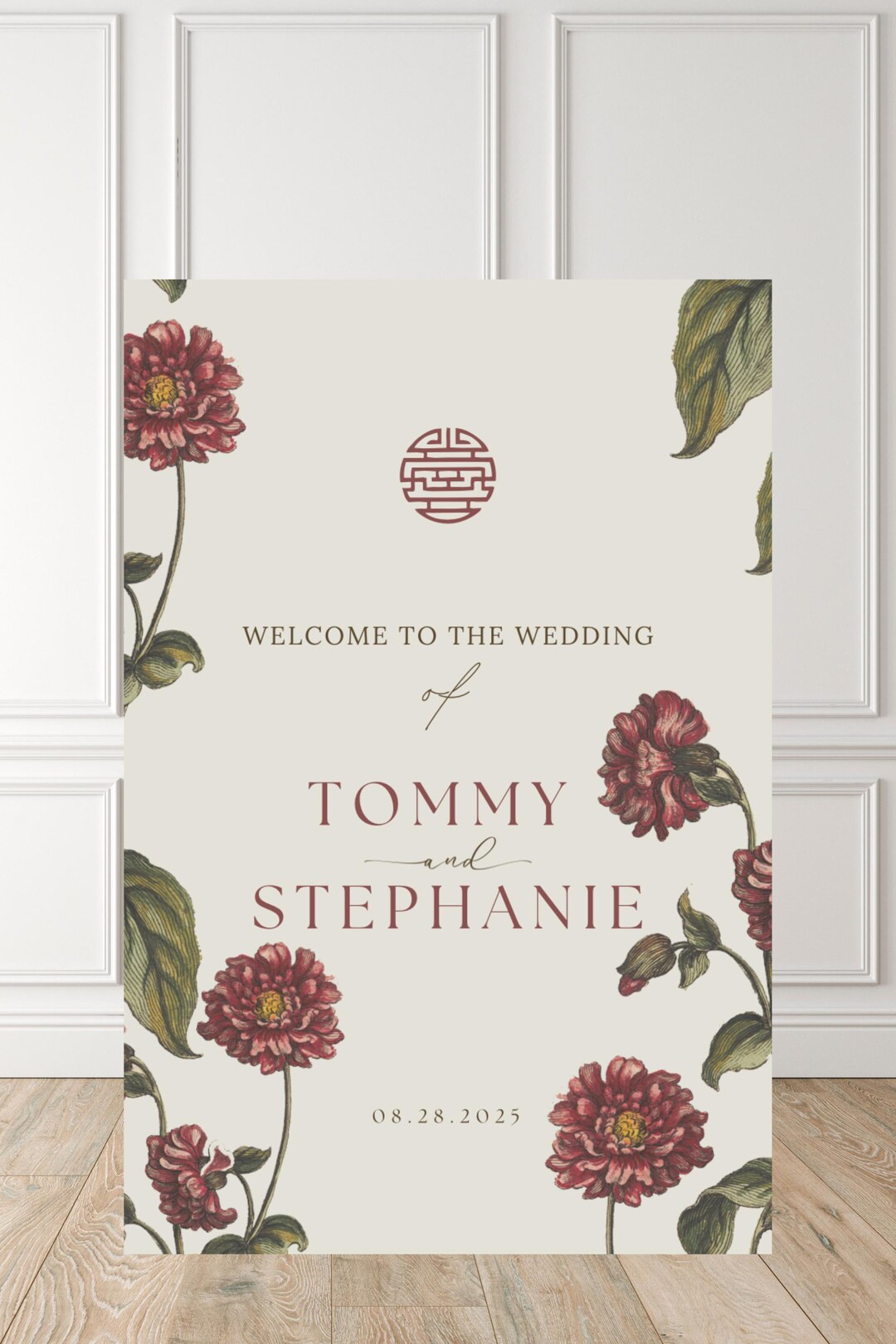 Chinese Wedding Welcome Sign, Floral Template, Asian Wedding, Tea ...