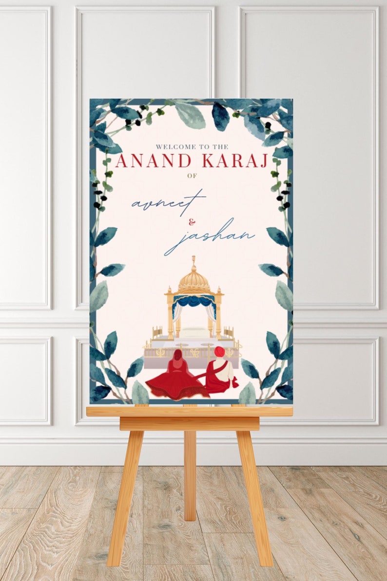 Anand Karaj Welcome Sign - Customizable for Reception, Roka, Engagement ...