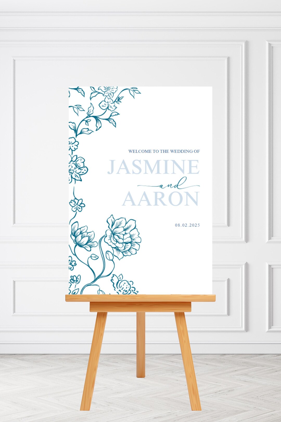 Blue Fine Art Welcome Sign - Wedding Sikh - Rokha Sign - Blue Floral ...