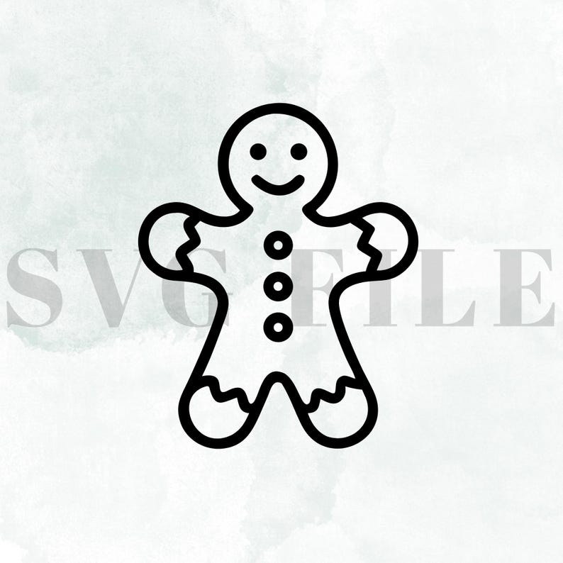 Gingerbread Man Svg: Bold Outline for Baking Projects, Instant Download ...