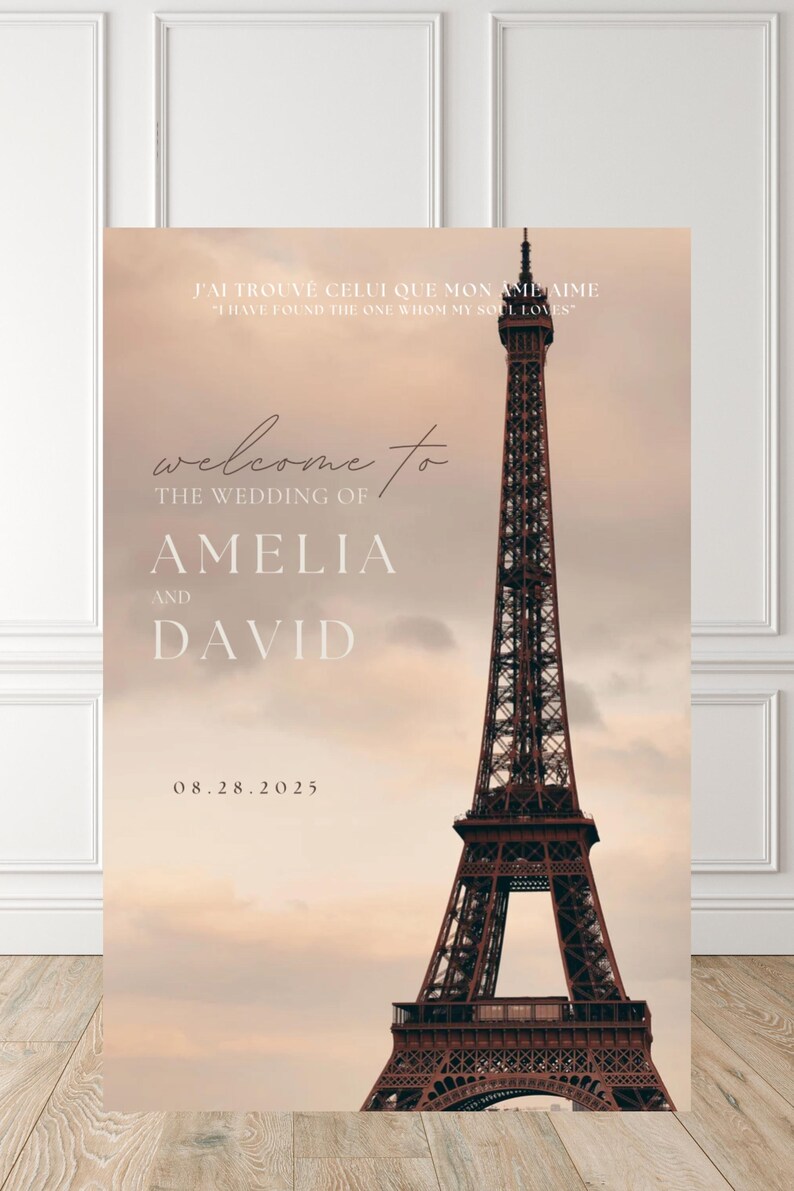 Eiffel Tower Paris Wedding Welcome Sign, Paris Bridal Shower, Eiffel ...
