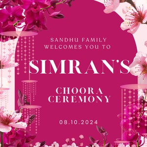 Sikh Wedding Welcome Sign, Choora Welcome Sign, Punjabi Wedding Sign ...