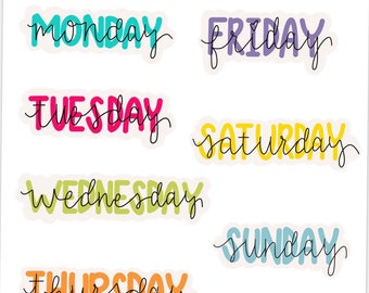 Digital Days of the Week Stickers - Black - Etsy