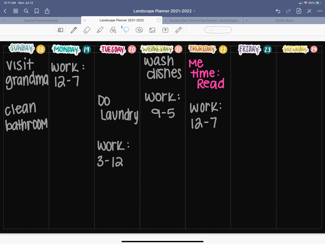 Digital Days of the Week Stickers - Colorful - Etsy