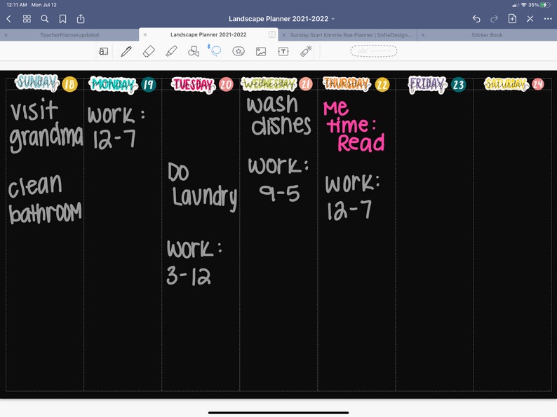 Digital Days of the Week Stickers - Colorful - Etsy