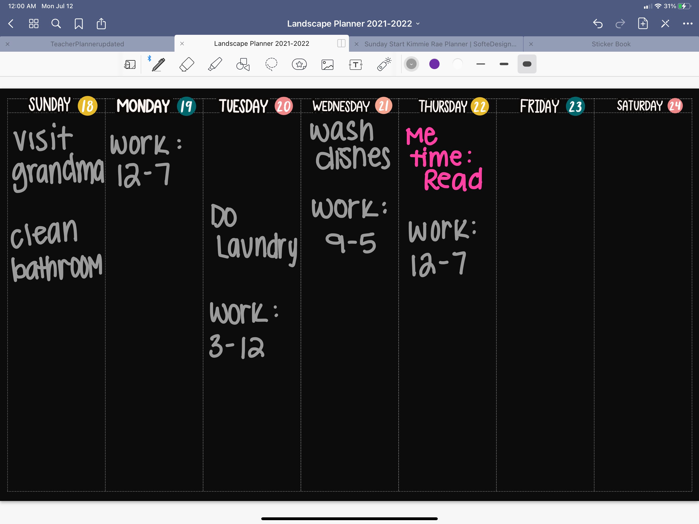 Digital Days of the Week Stickers - Black - Etsy
