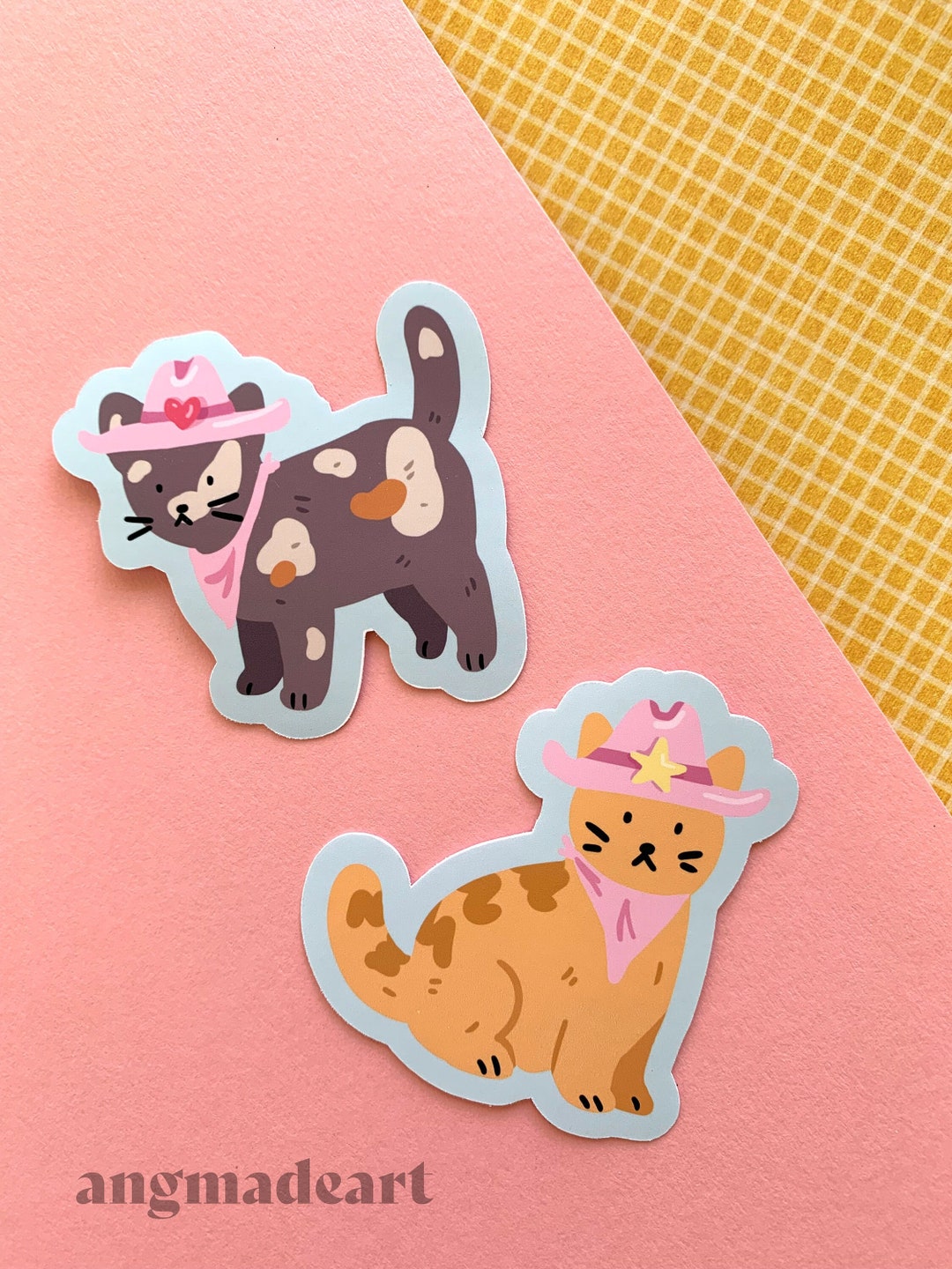 Cowboy Kitties Stickers Vinyl Matte | Cats Animals Decal Pack Pair ...