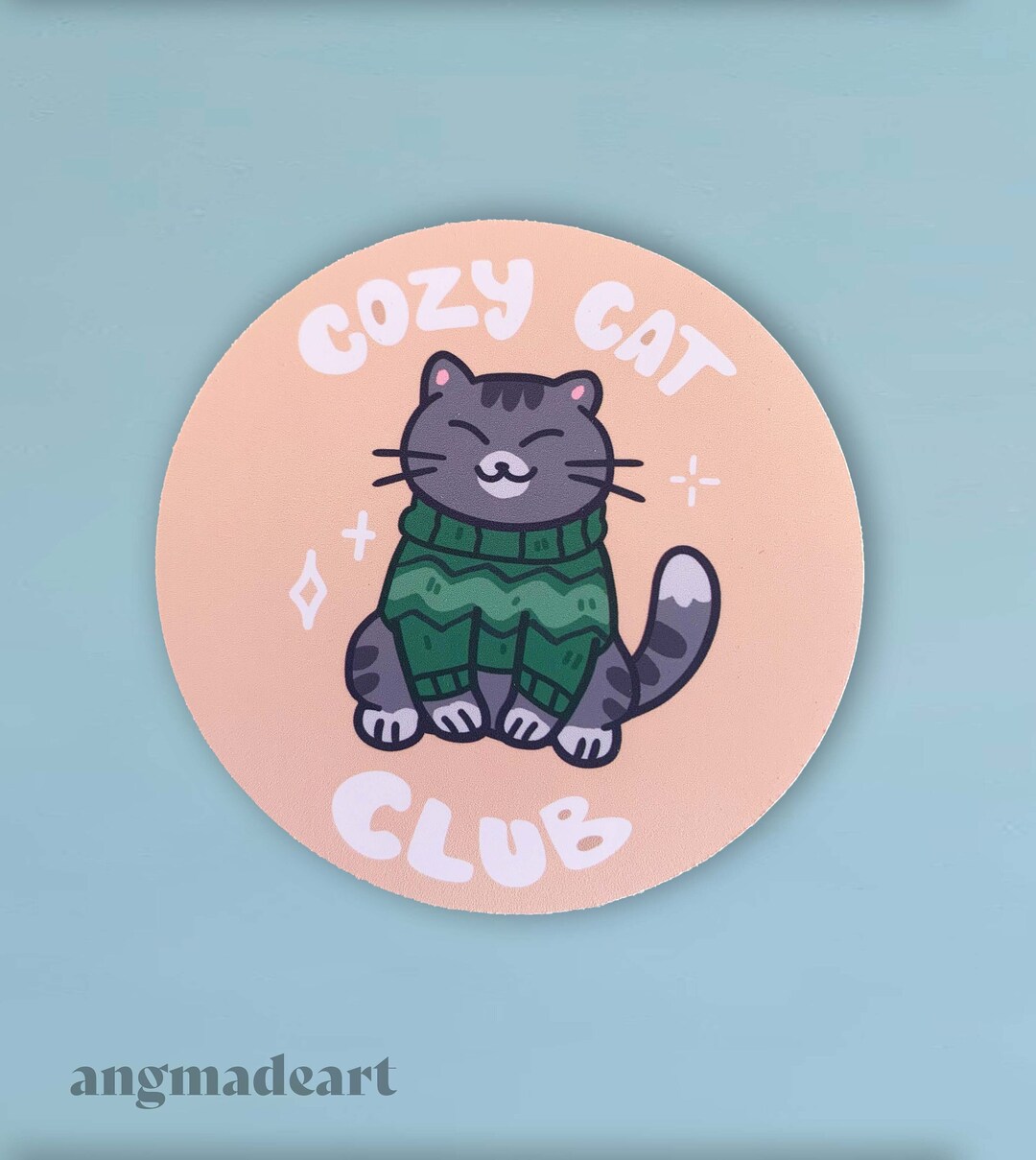 Cozy Cat Club Sticker Vinyl Matte | Autumn Winter Sweater Animals Decal ...