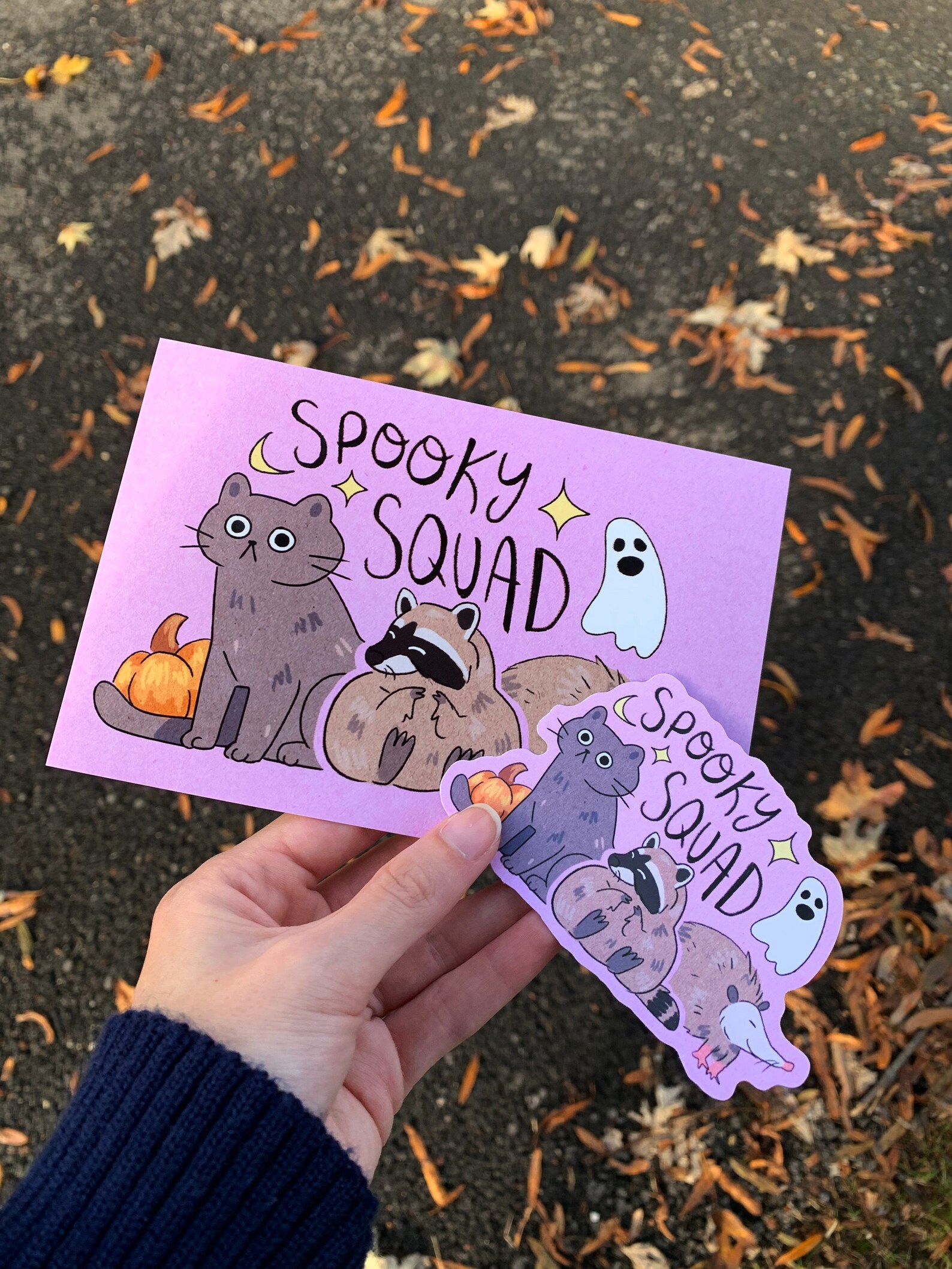 Spooky Squad Glossy Art Print 6"x4" | Cottagecore Kawaii Postcard ...