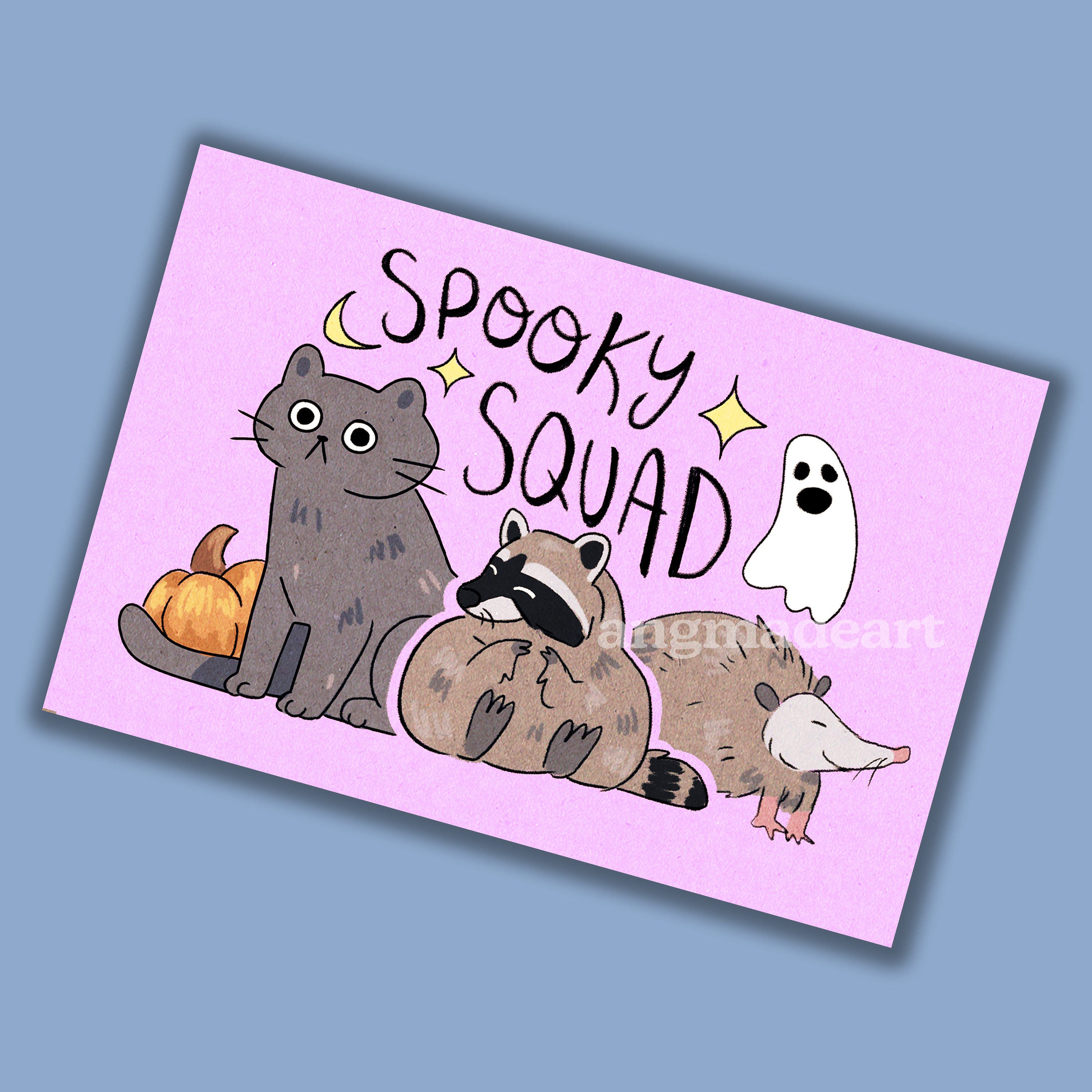 Spooky Squad Glossy Art Print 6"x4" | Cottagecore Kawaii Postcard ...