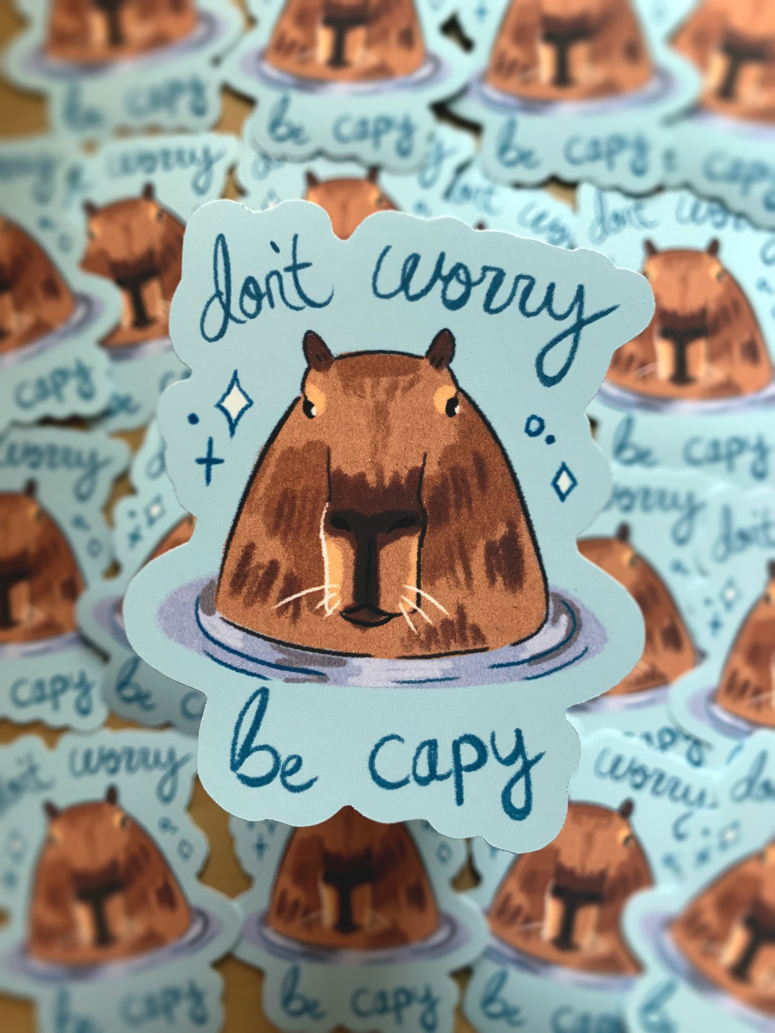 Don't Worry Be Capy Matte Vinyl Sticker Cute Kawaii - Etsy
