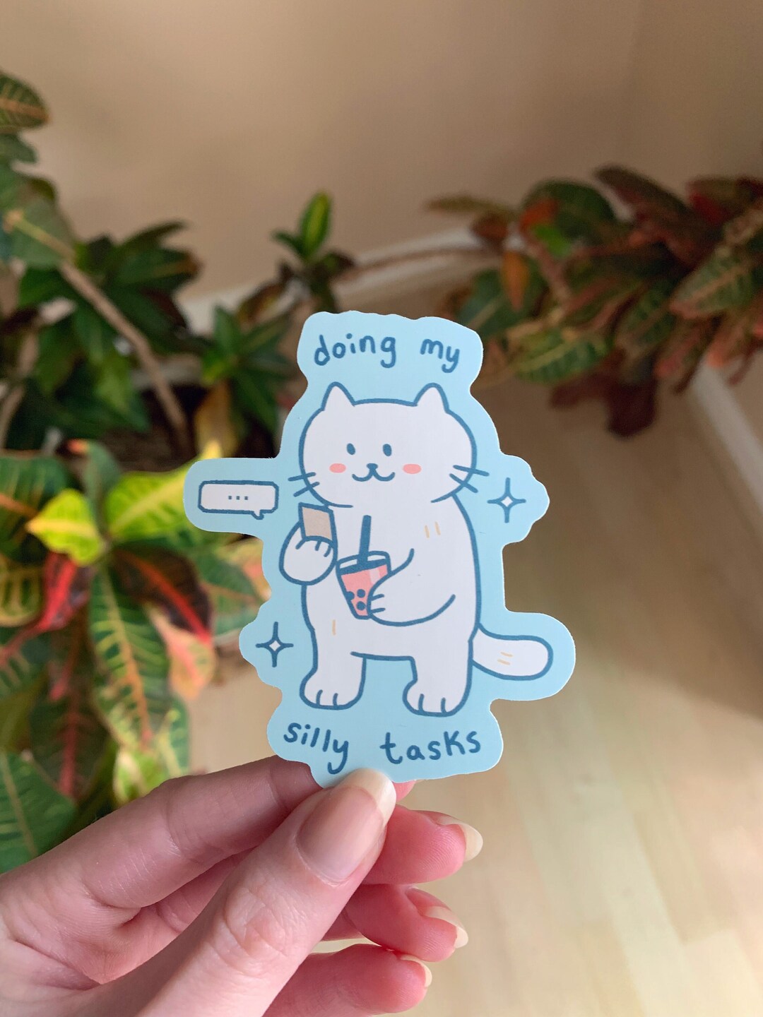 Silly Tasks Cat Blue Matte Vinyl Sticker | Cute Kawaii Kitty Hydroflask ... Silly Tasks Cat Blue Matte Vinyl Sticker | Cute Kawaii Kitty Hydroflask ...