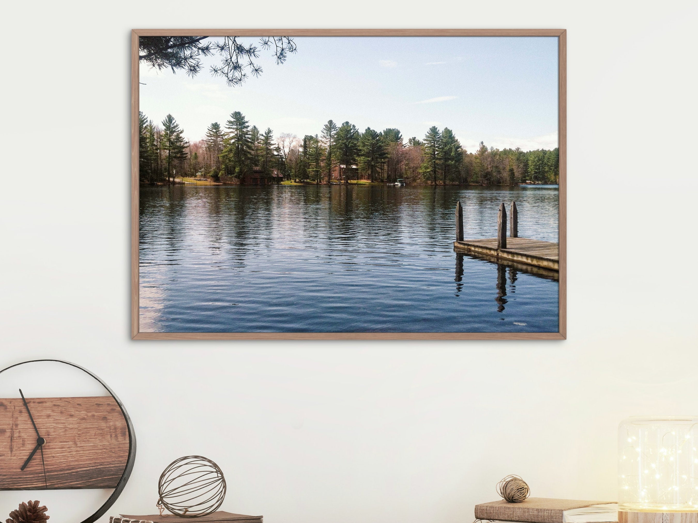 Lake Dock Print, Reflection on Lake Print, Nature Landscape Photography ...