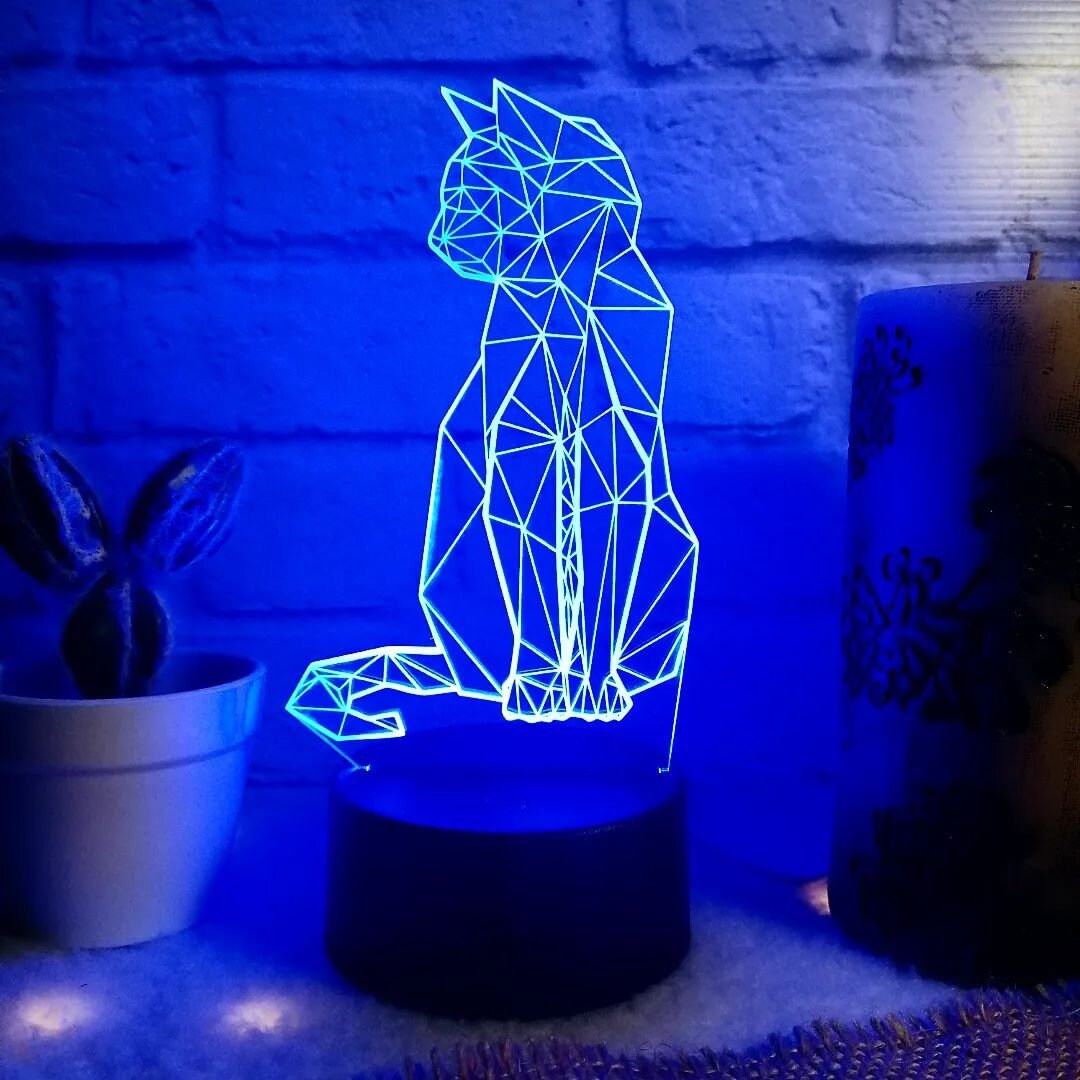 Cat LED Light Lamp, Cat Geometric Lamp, Kitty Lamp, Cat Lovers Gift ...