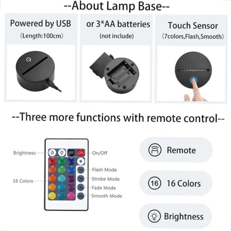 World Globe 3d Illusion LED, Desk Lamp With Rgb Base and Remote Control ...