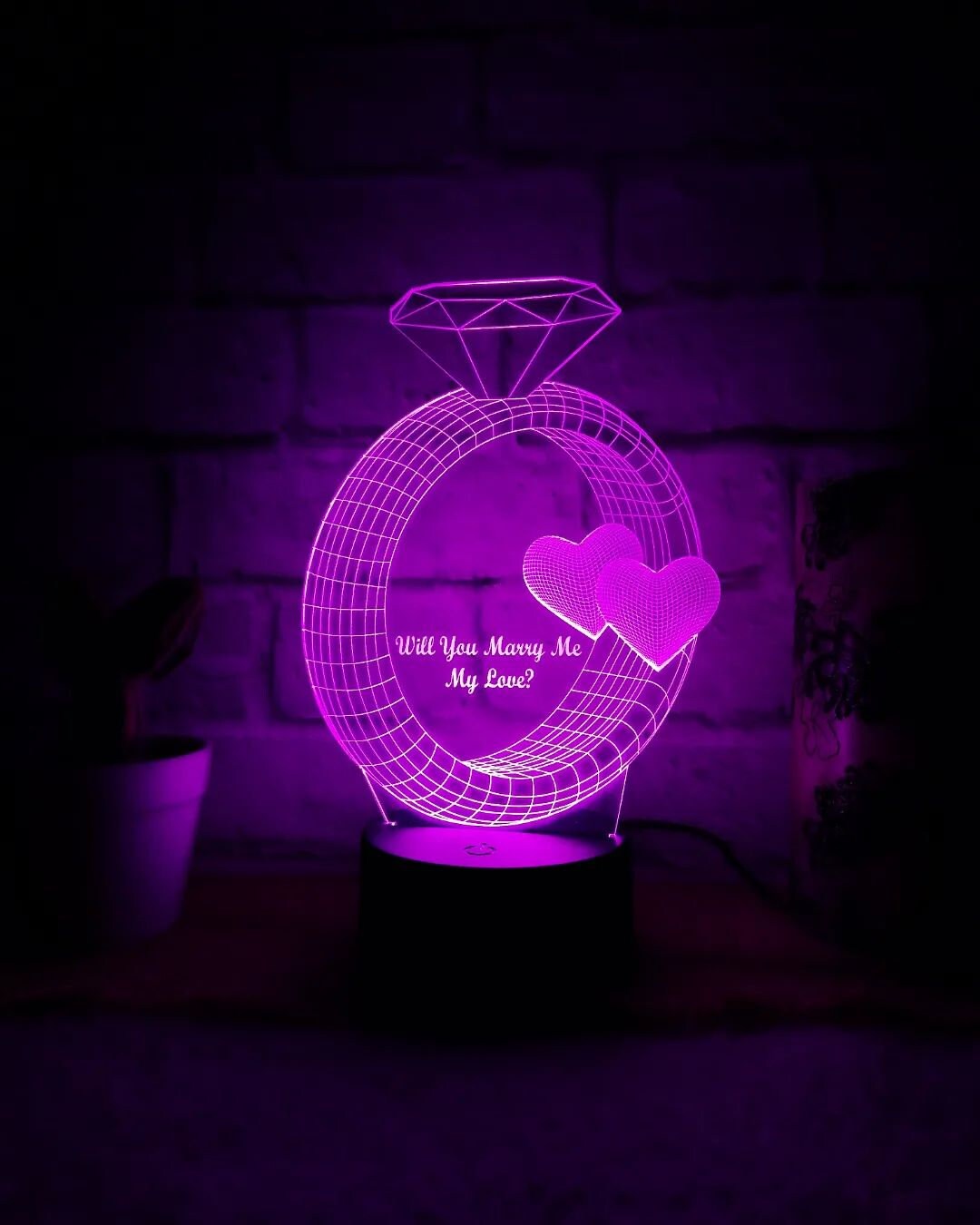 Ring Wedding Led Acrylic, Bride Gift, Wife Gift, Proposing Led Light ...