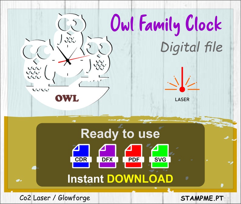 Owl Clock, Zip File Instant Download, Cdr, Dxf, Pdf, Svg, Vectorized ...