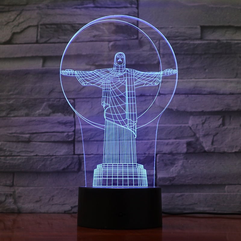 Christ Redeemer Statue 3d Illusion Lamp, Cultural Brasilian Monument ...