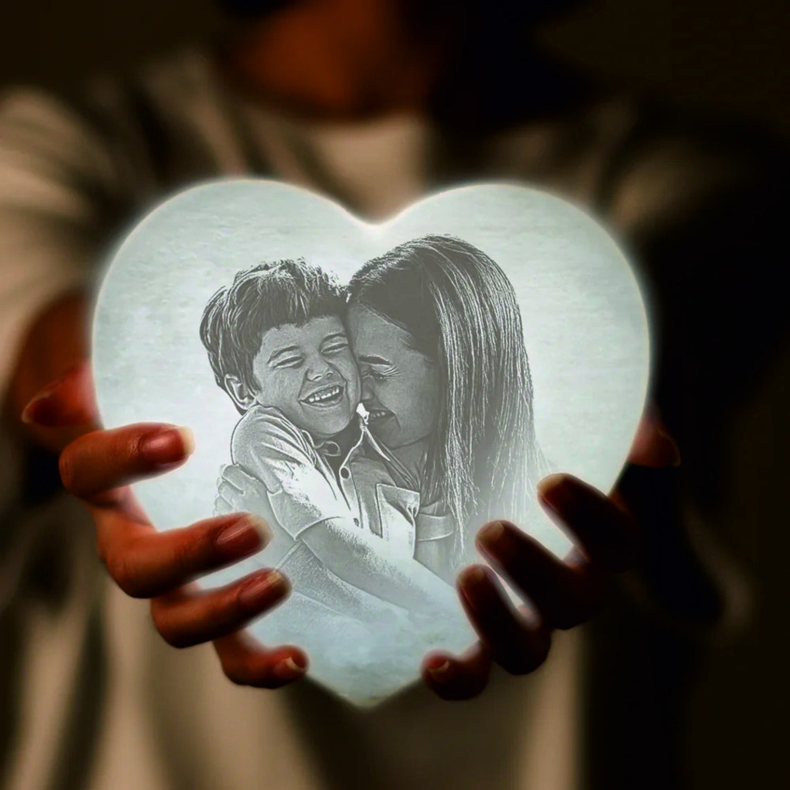 Customized Photo Lithophane Led Lamp Heart Shaped, Valentines Gift ...