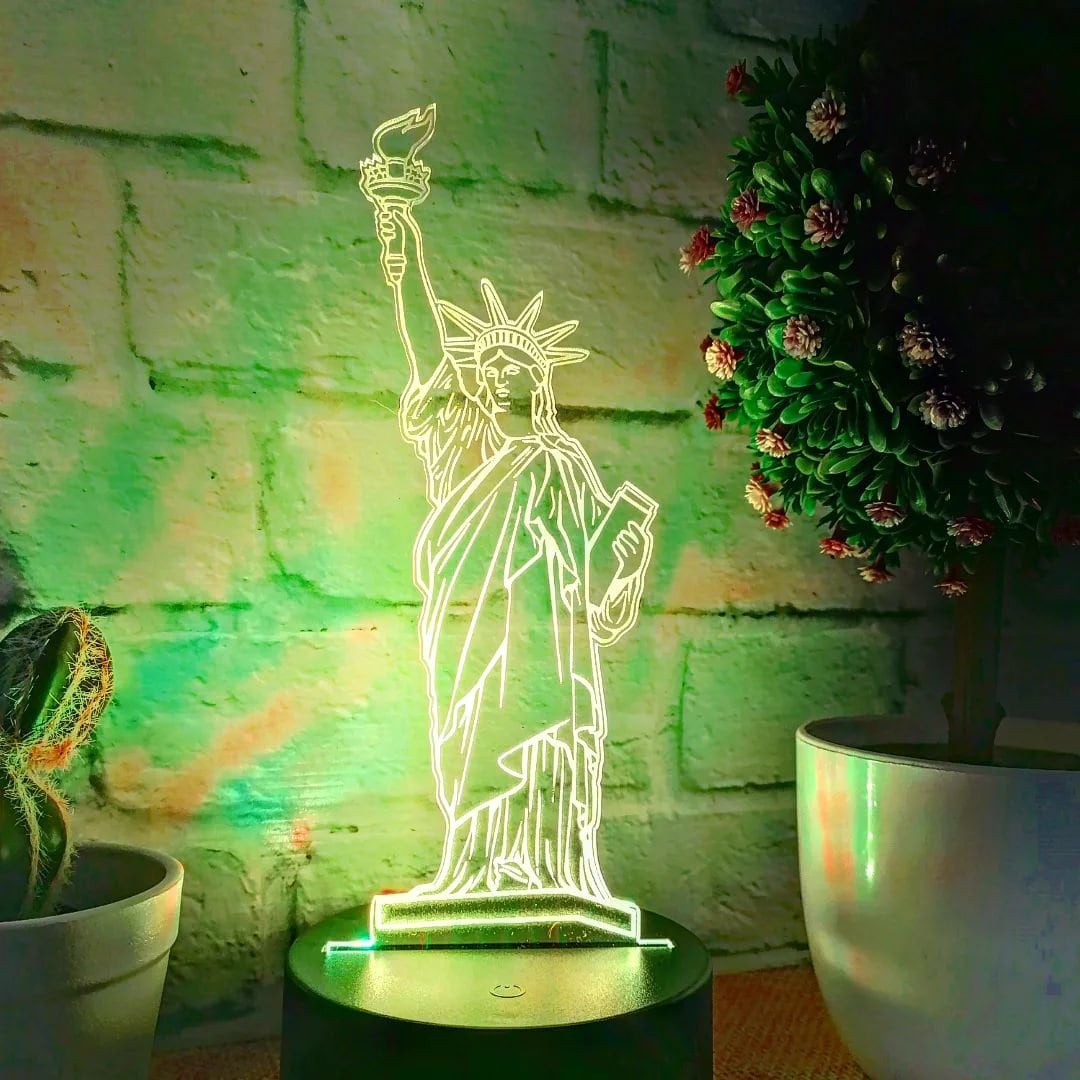 Statue of Liberty Led Light Lamp, USA Monument , New York 3D Illusion ...