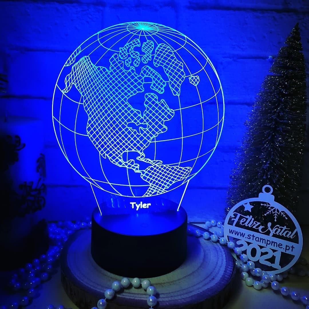 World Globe 3d Illusion LED, Desk Lamp With Rgb Base and Remote Control ...