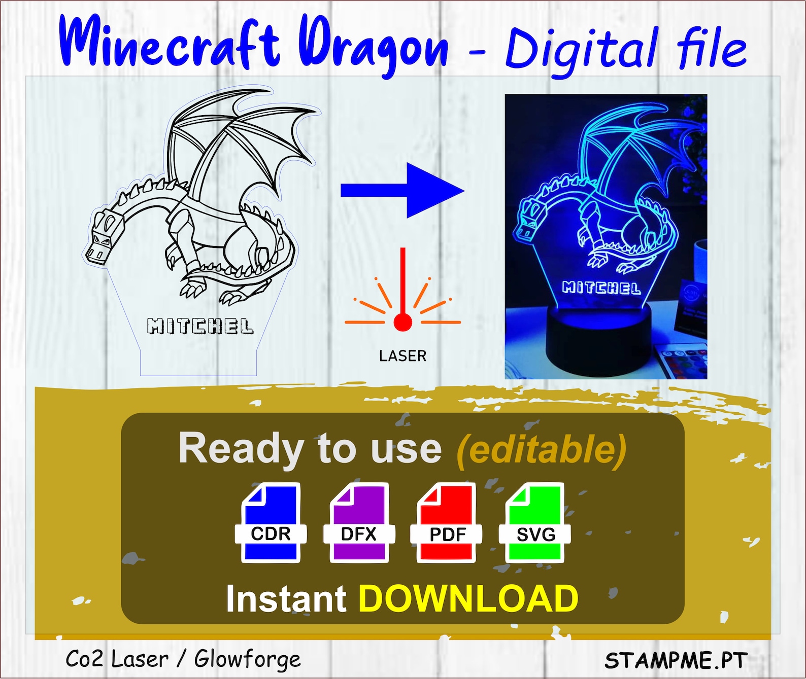 Ender Dragon Minecraft, Zip File Instant Download, Cdr, Dxf, Pdf, Svg ...