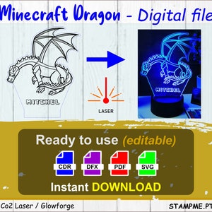 Dragon Led Lamp Laser Cut - Etsy