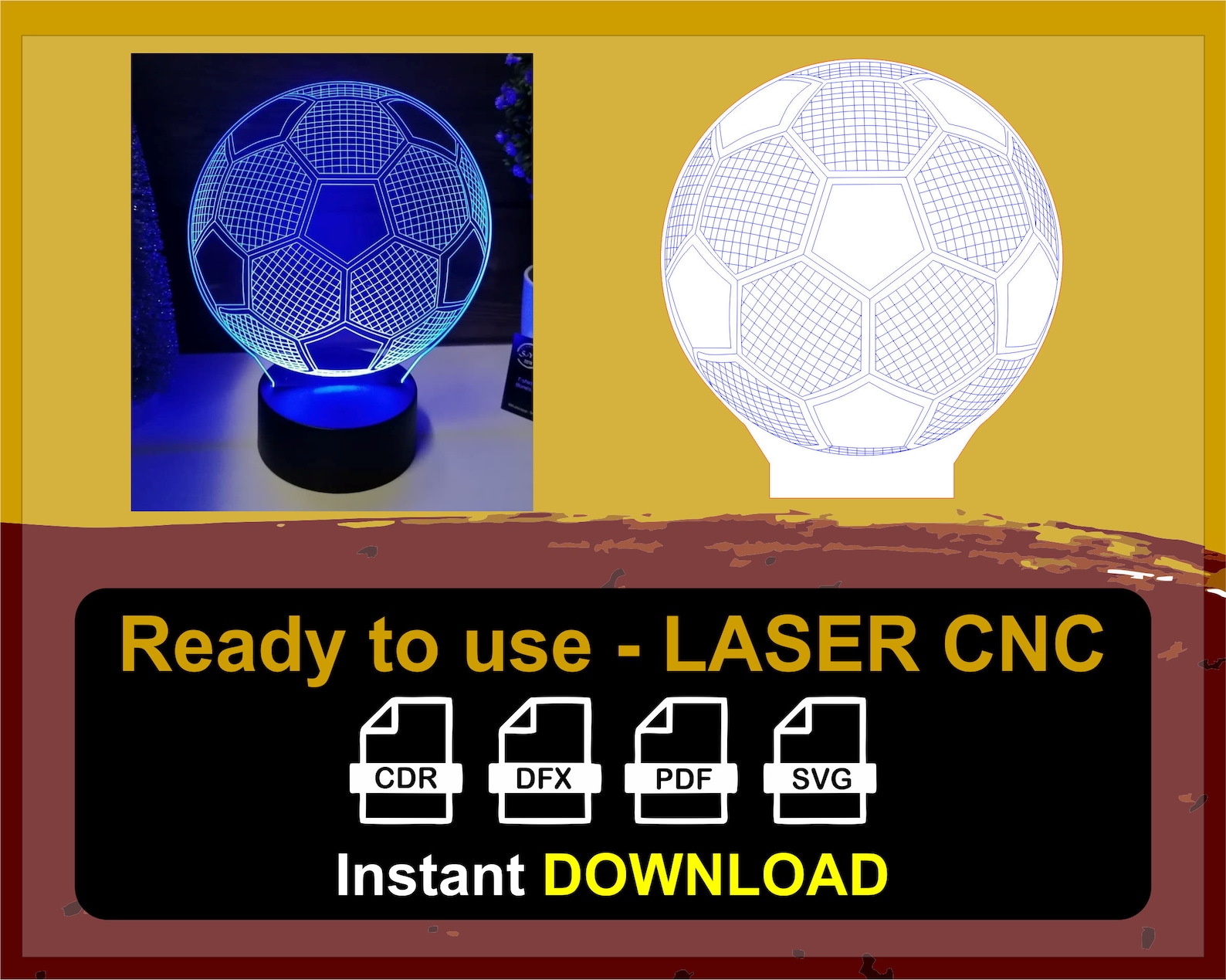 Football Digital File, Instant Download, Laser Cut Acrylic Engrave Ball ...