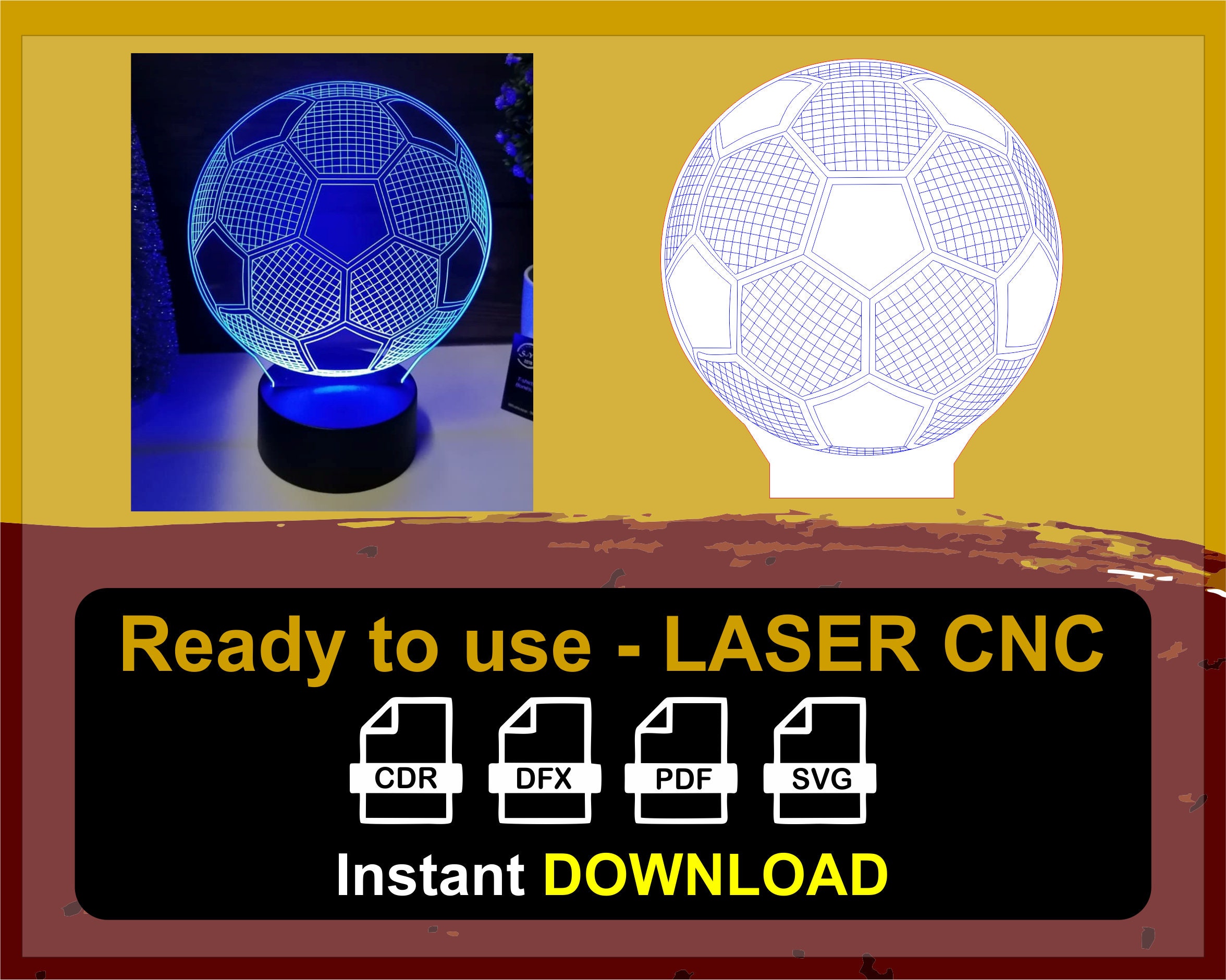 Football Digital File, Instant Download, Laser Cut Acrylic Engrave Ball ...