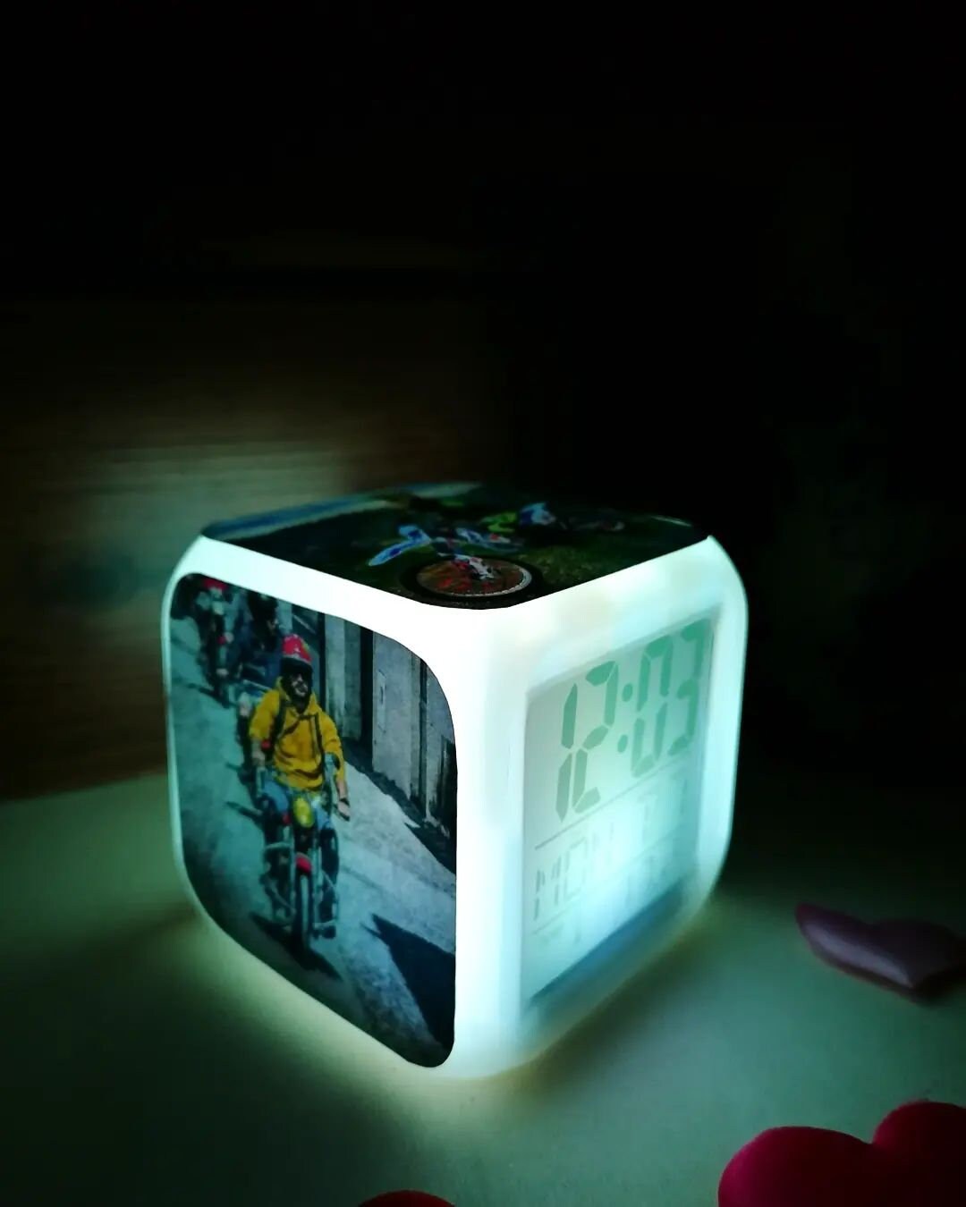 Digital Clock Alarm Led Cube With Photo, Fathers Day Gifts, Color ...