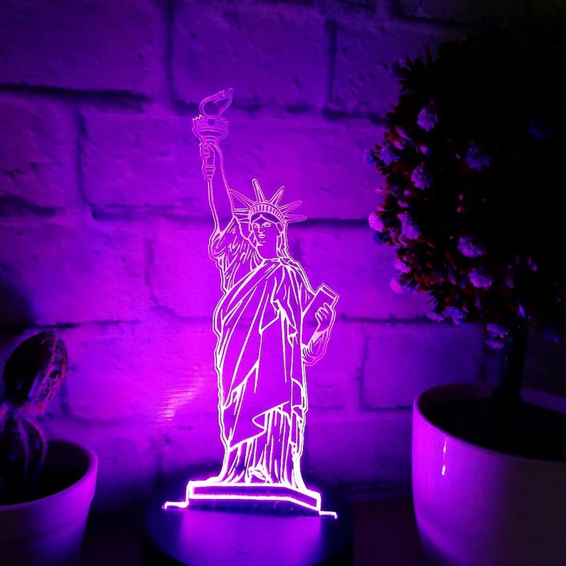 Statue of Liberty Led Light Lamp, USA Monument , New York 3D Illusion ...