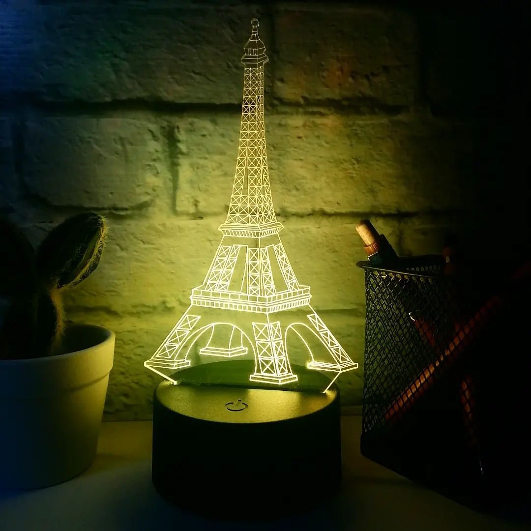 Eiffel Tower Led Light Lamp, France Ornament, 3D Illusion Lamp Eiffel ...