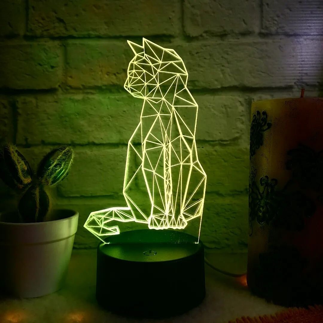 Cat LED Light Lamp Cat Geometric Lamp Kitty Lamp Cat Lovers - Etsy