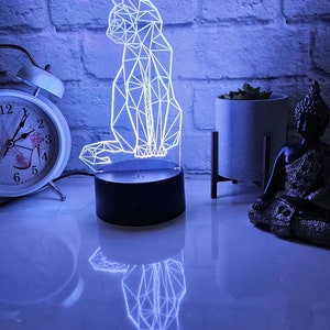 Cat LED Light Lamp, Cat Geometric Lamp, Kitty Lamp, Cat Lovers Gift ...