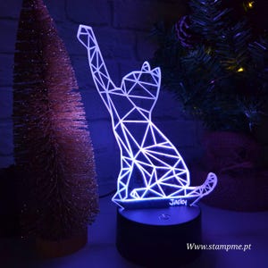 Cat LED Light Lamp, Cat Geometric Lamp, Kitty Lamp, Cat Lovers Gift ...