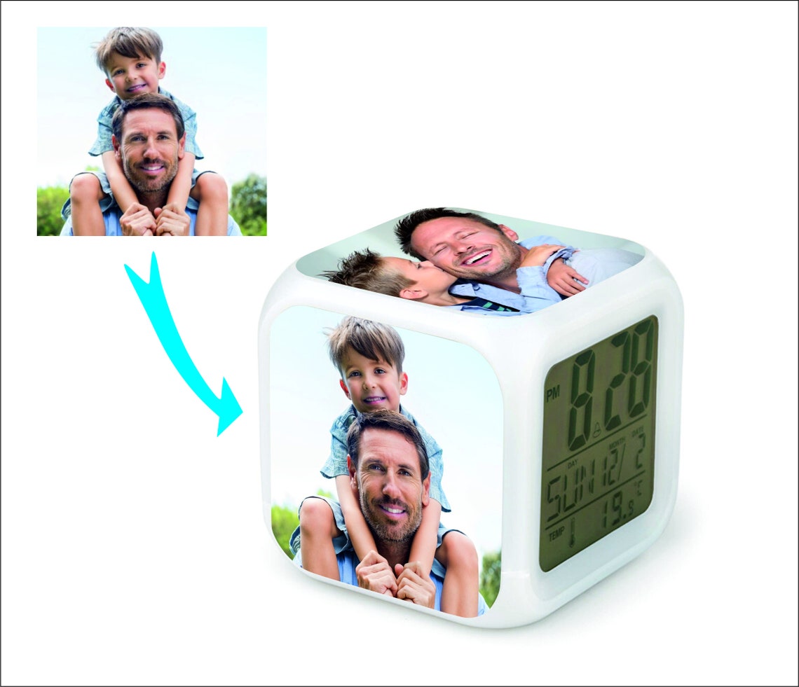 Digital Clock Alarm Led Cube With Photo, Fathers Day Gifts, Color ...