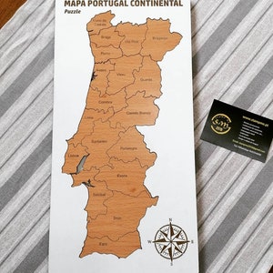 Puzzle Portugal Map, Wooden Wall Art, Puzzle Map, Wood Portugal Map ...