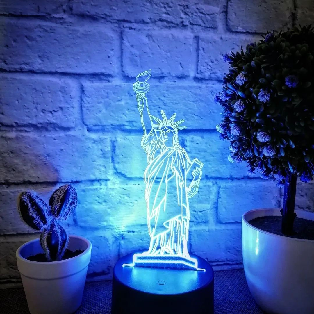Statue of Liberty Led Light Lamp, USA Monument , New York 3D Illusion ...