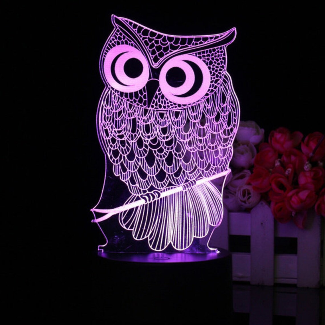 3D Owl Led Acrylic Laser Cut File, Dxf, Svg, Cdr, Pdf Instant Download ...