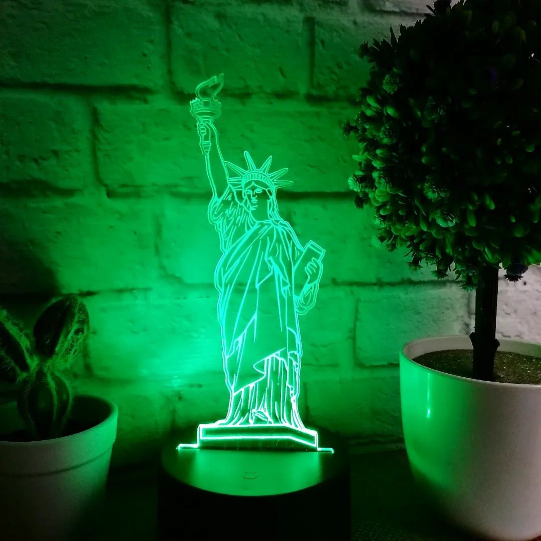 Statue of Liberty Led Light Lamp, USA Monument , New York 3D Illusion ...