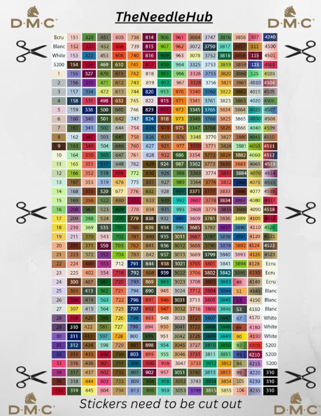 DMC Floss Stickers: Color Bobbin Labels, Thread Organizer - Etsy