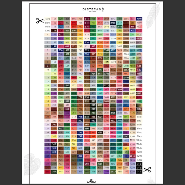 Dmc Floss Color Chart - Etsy