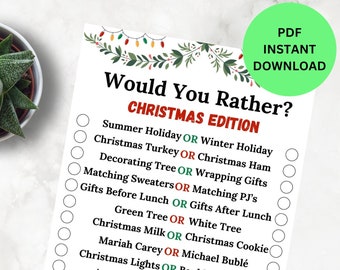 Christmas Would You Rather Game for Kids, Printable Christmas Party ...